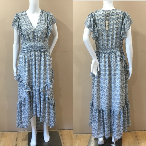 Max Studio | Dresses | Nwt Max Studio Blue White Floral Chiffon Maxi ...